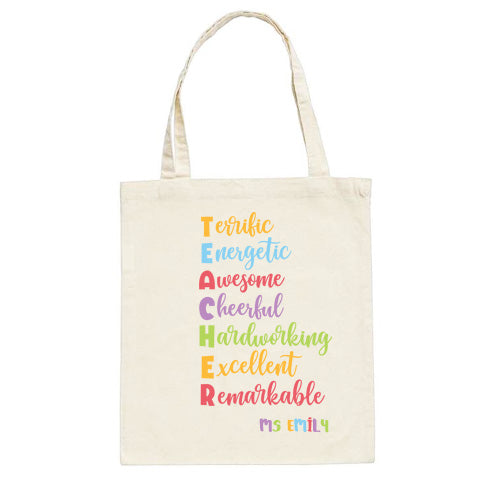 Teachers Day Gift Tote Bag - Teacher Acronym — Label of Love Studio