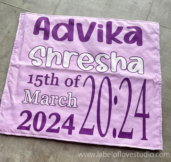 Birth Announcement Personalized Blanket — Label of Love Studio