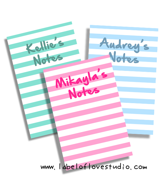 Lollipop Stripes Notebook — Label of Love Studio
