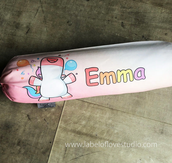 Party Unicorn Personalized Bolster — Label of Love Studio