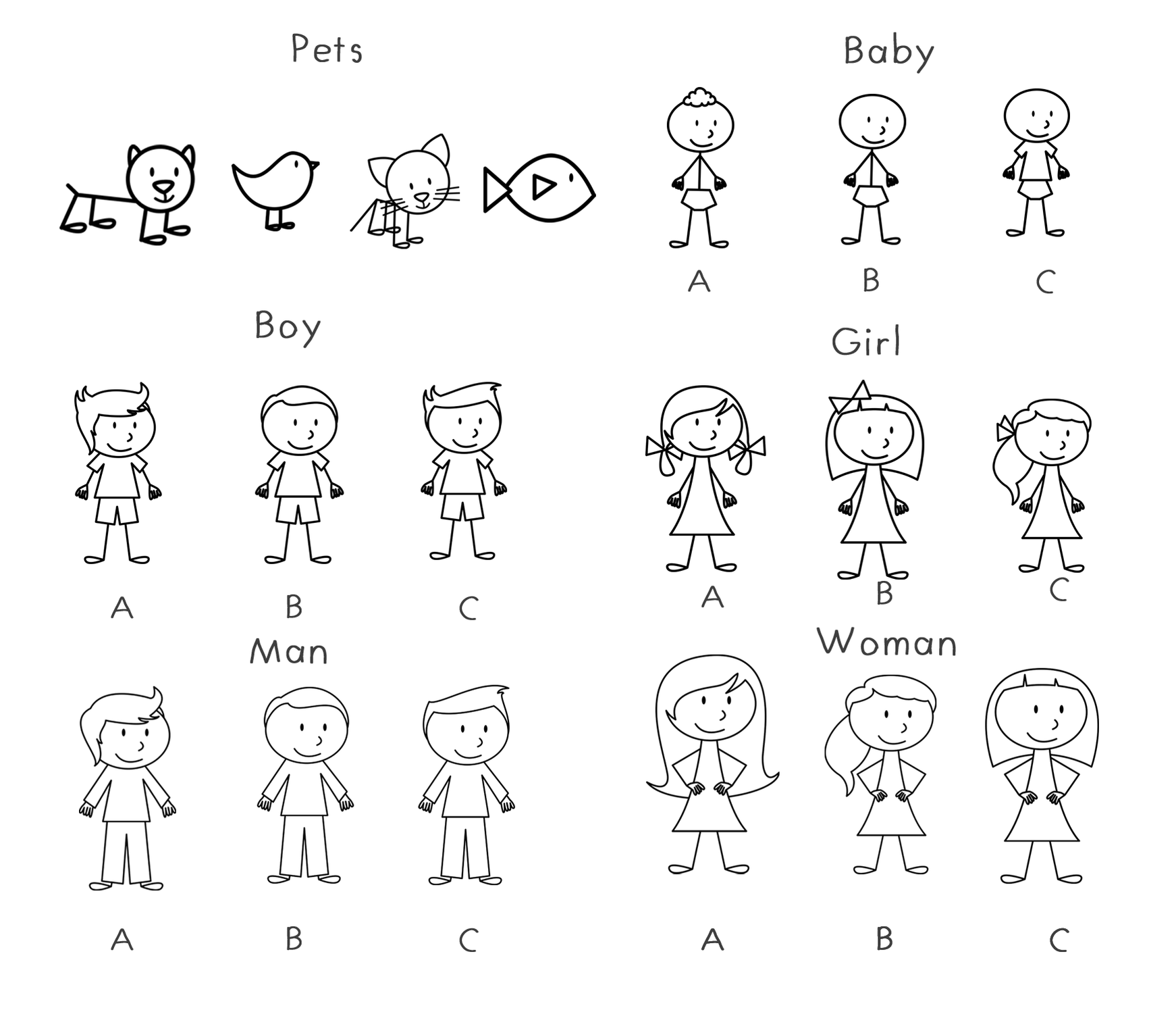 Stick Person Girl Iron On Labels — Label of Love Studio